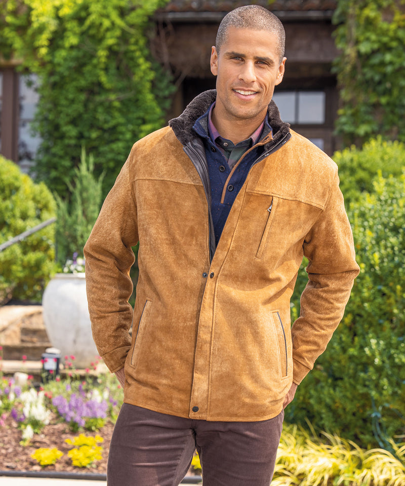 Westport Black Three-Quarter Length Leather Coat - Westport Big & Tall