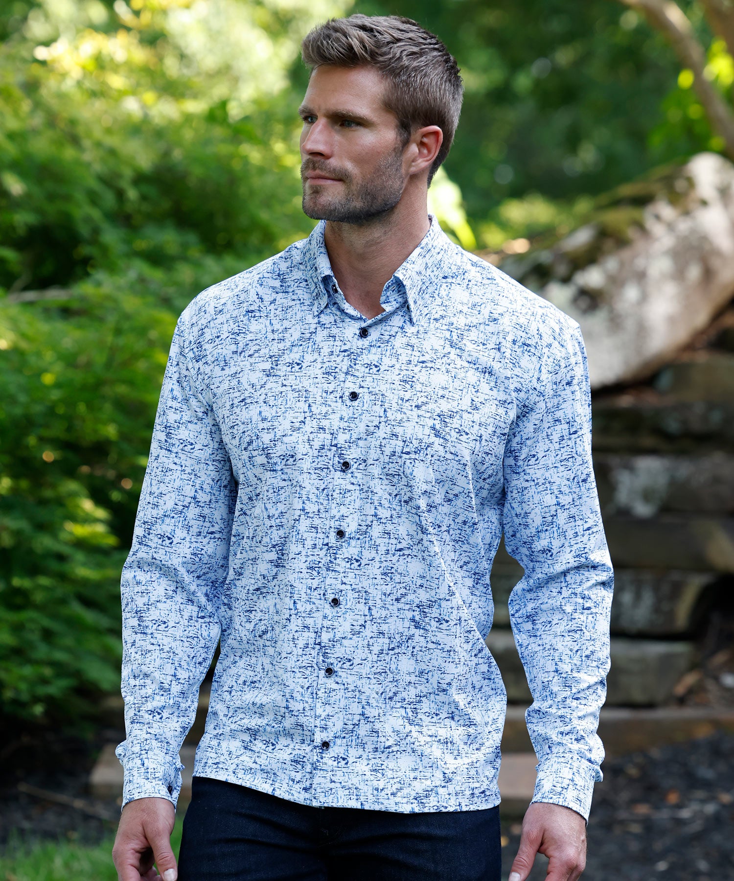 Men's Big & Tall No-Tuck Buttoned Stretch 'Kinetic' Sport Shirt ...